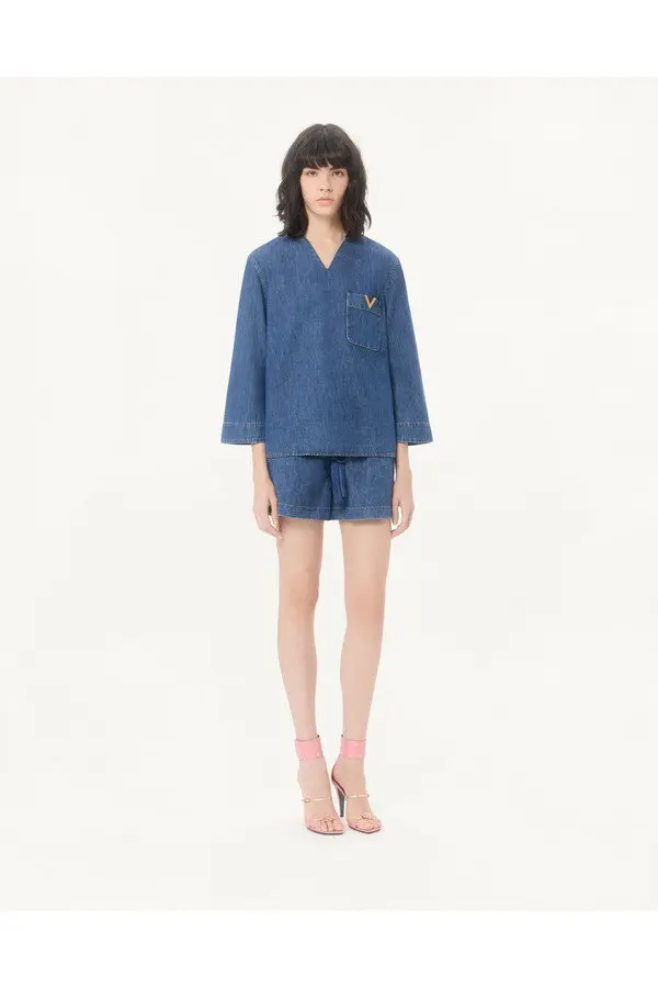 Valentino Garavani Denim Chambray Shorts - Blue