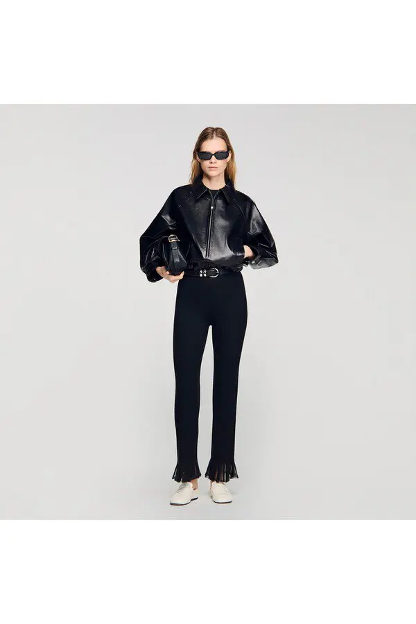 Sandro Lambskin Leather Jacket - Black