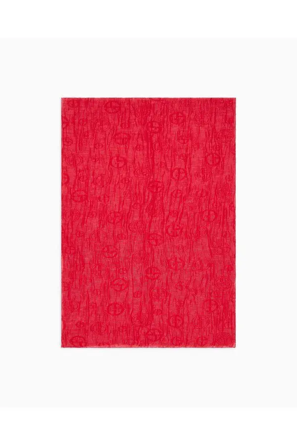 Giorgio Armani Froissé Jacquard Silk Stole - Red