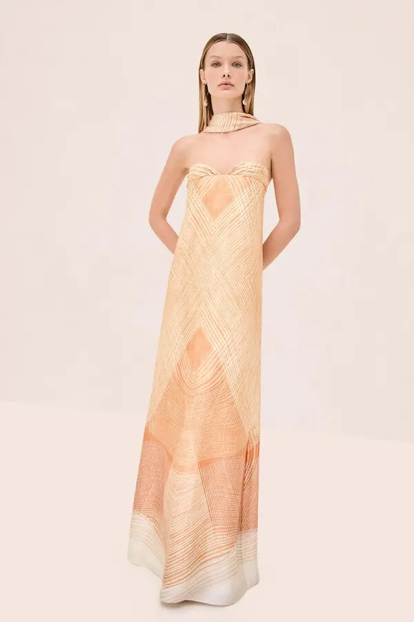 Alexis Dianne Strapless Maxi Dress - Orange