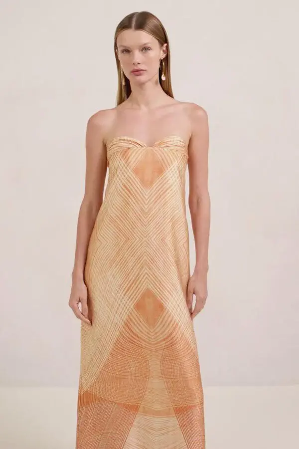 Alexis Dianne Strapless Maxi Dress - Orange