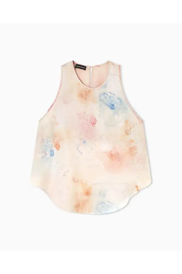 Emporio Armani Printed Silk Chiffon Top