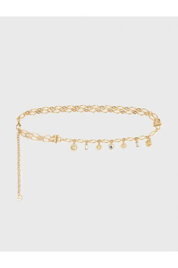 Maje Double Chain Belt With Charms - Gold
