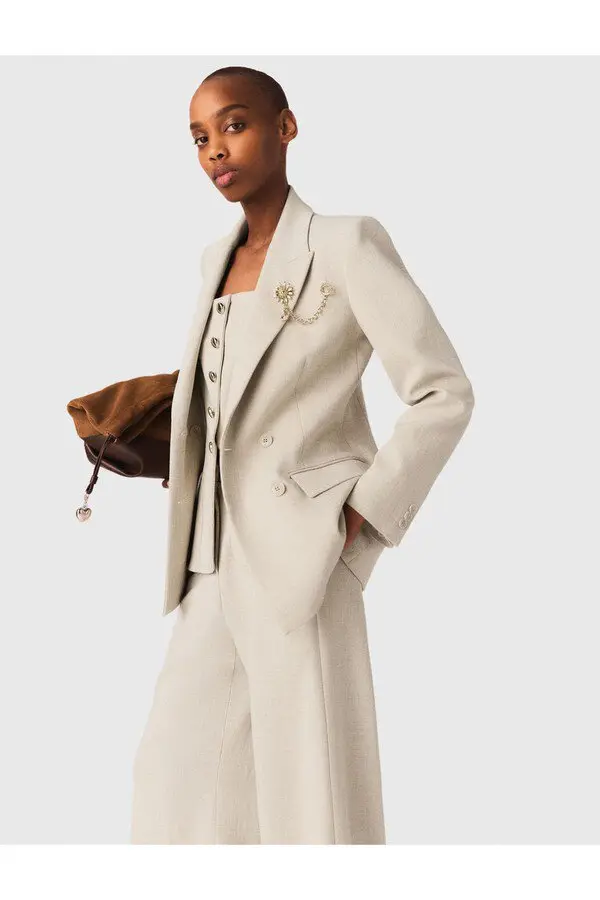 Maje Tailored Jacket With Removable Brooch