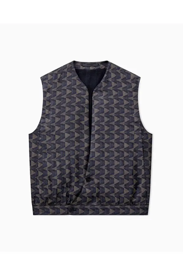 Giorgio Armani Geometric-print Cupro Canvas Waistcoat - Natural
