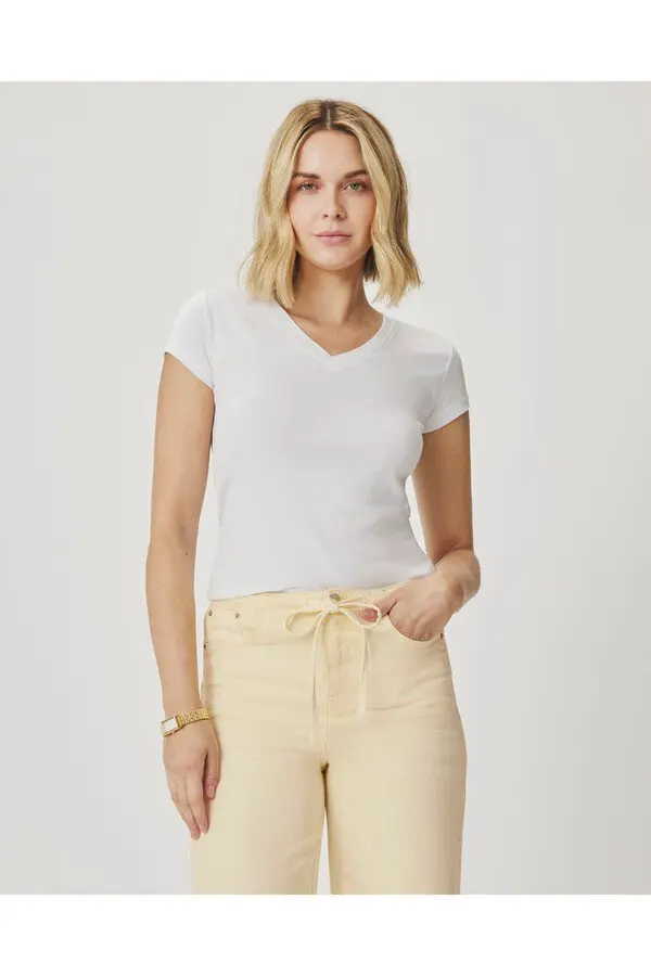 Splendid Josie Stretch V-neck Tee - White
