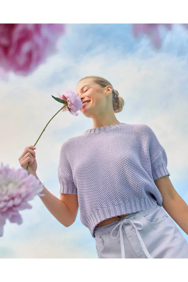 Splendid Annmarie Short Sleeve Sweater - Purple