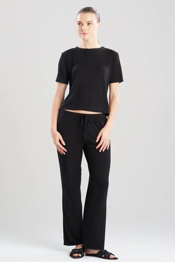 Natori Feathers Essentials Lenzing Ecovero Viscose Crew Neck Pj Set - Black
