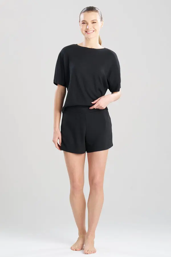 Natori Mila Waffle Banded Shorts - Black