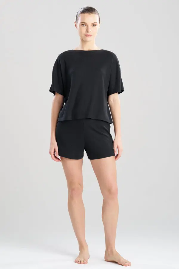 Natori Mila Waffle Everywhere Wedge Top - Black