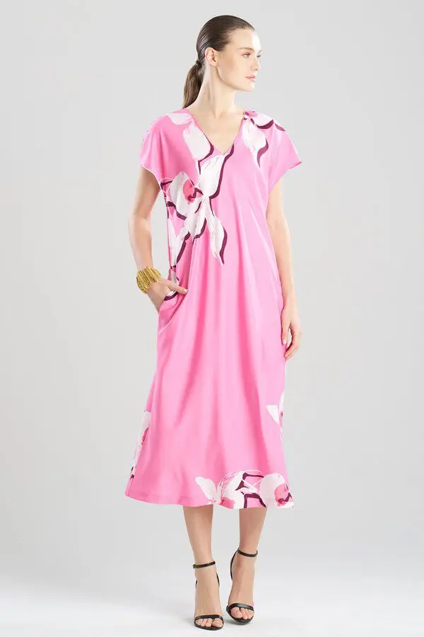 Natori Orchida Short Sleeve Caftan - Pink