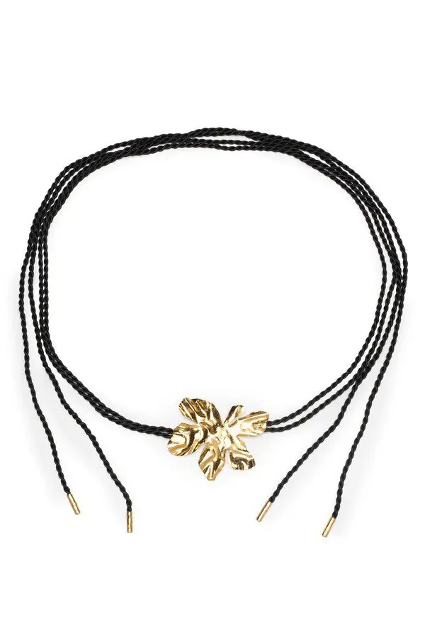 Natori Peony Pendant Rope Belt - Gold