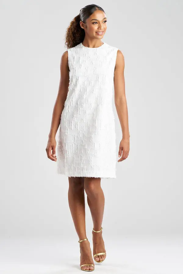 Natori Woven Fil Coupe Jacquard Shift Dress - White