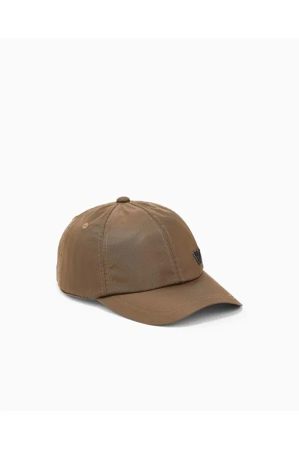 Emporio Armani Nylon Baseball Cap With Eagle Plate - Beige