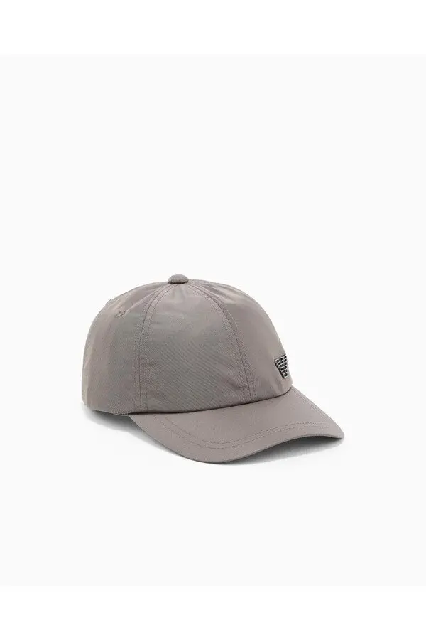 Emporio Armani Nylon Baseball Cap With Eagle Plate - Brown