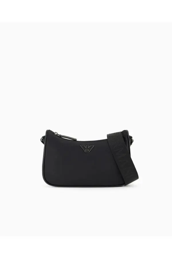 Emporio Armani Asv Recycled-nylon Shoulder Bag - Black