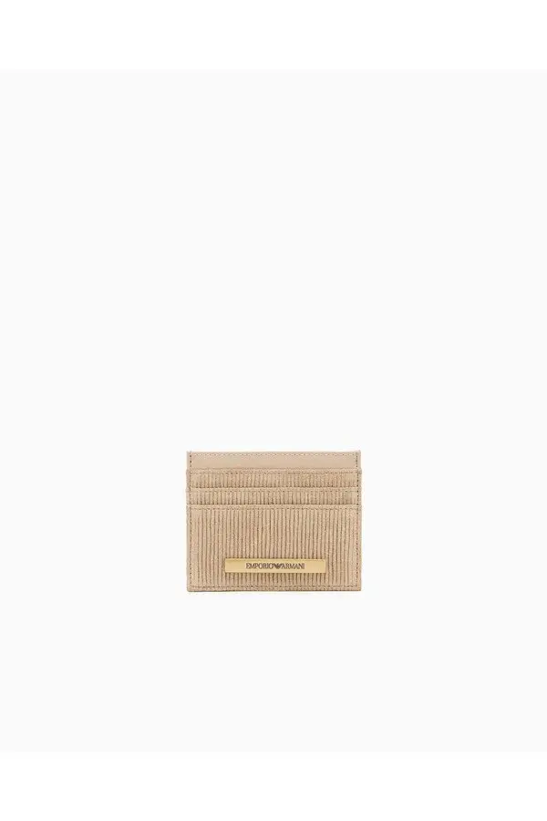 Emporio Armani Asv Embossed Suede Card Holder - Grey
