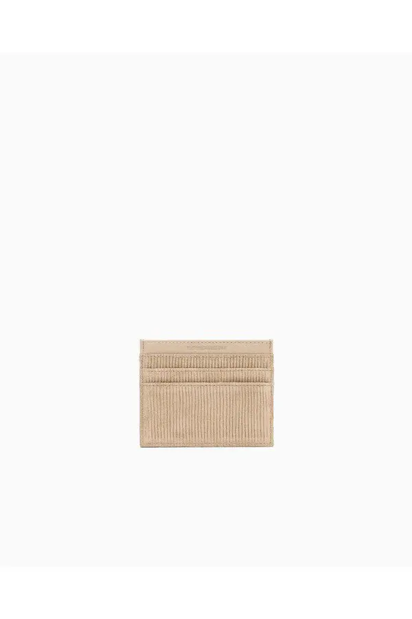 Emporio Armani Asv Embossed Suede Card Holder - Grey