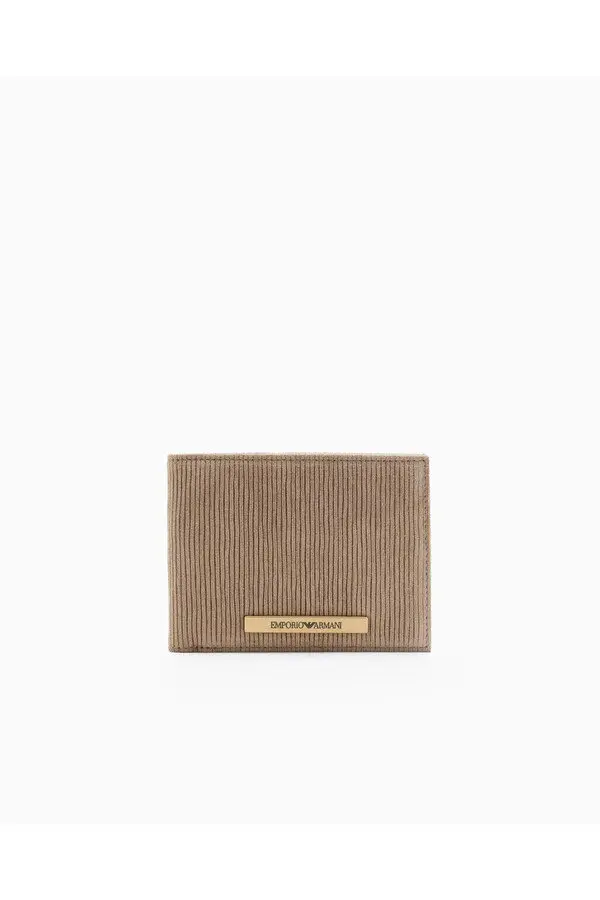 Emporio Armani Asv Embossed Suede Bifold Wallet - Grey