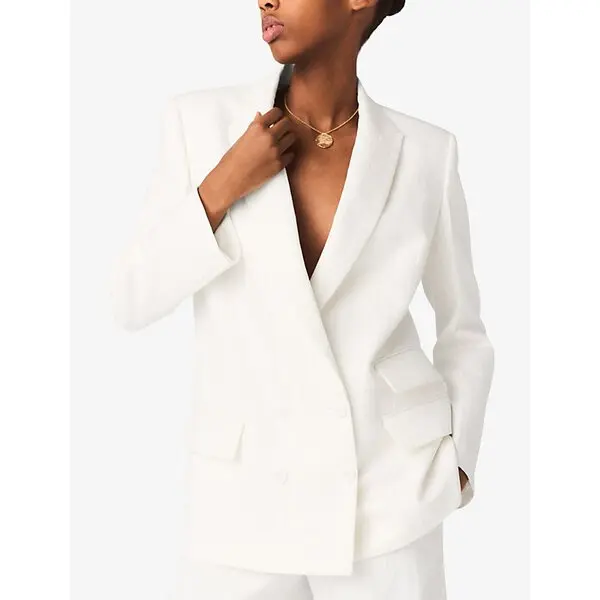 Maje Relaxed-fit Double-breasted Lyocell-blend Blazer