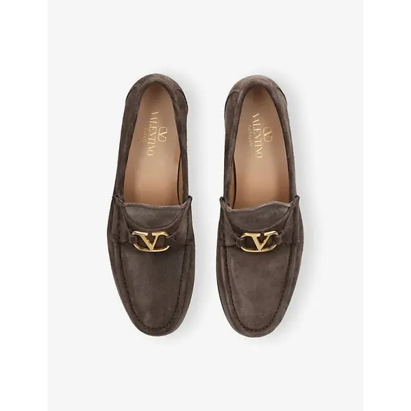 Valentino Garavani Vlogo Signature Suede Loafers - Mid Brown