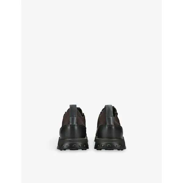 TOD'S Knitted And Leather Trainers - Dark Brown