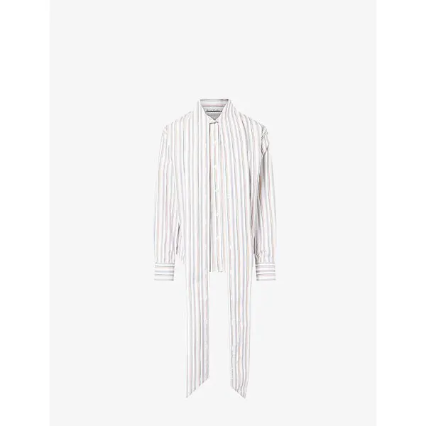 Acne Studios Striped Tie-collar Cotton-poplin Shirt