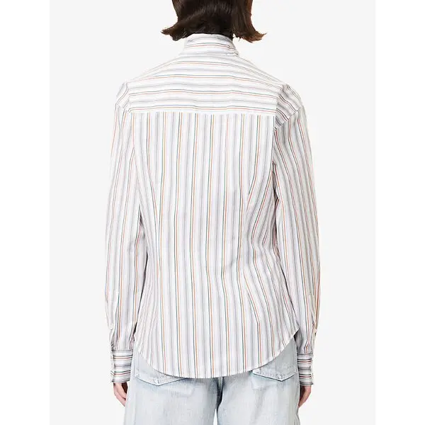 Acne Studios Striped Tie-collar Cotton-poplin Shirt