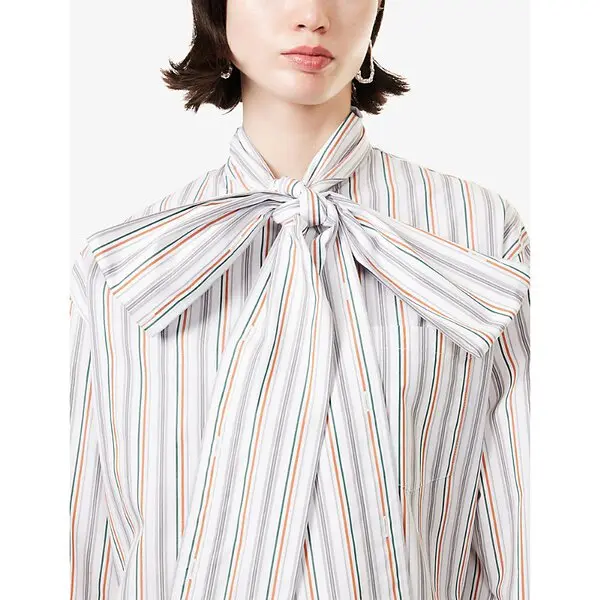 Acne Studios Striped Tie-collar Cotton-poplin Shirt