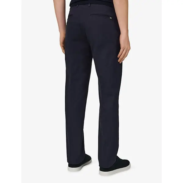 Boggi Milano Tapered-leg Mid-rise Cotton-blend Trousers - Navy Blue