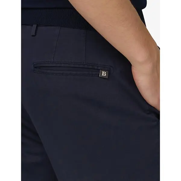 Boggi Milano Tapered-leg Mid-rise Cotton-blend Trousers - Navy Blue