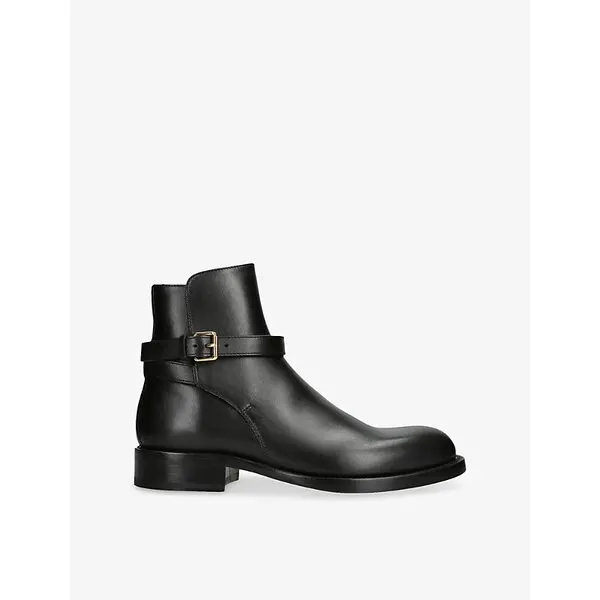 THE ROW Nobilis Buckle Leather Ankle Boots - Black