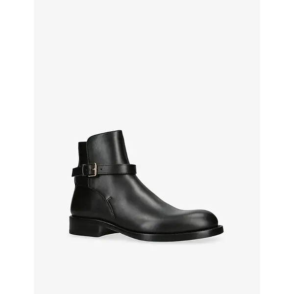 THE ROW Nobilis Buckle Leather Ankle Boots - Black