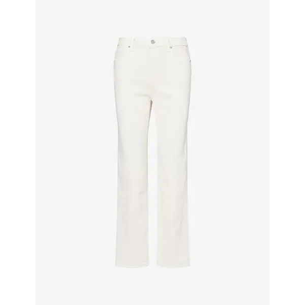 Paige Stevie Ankle-leg Stretch-denim Jeans - Cream Cloud