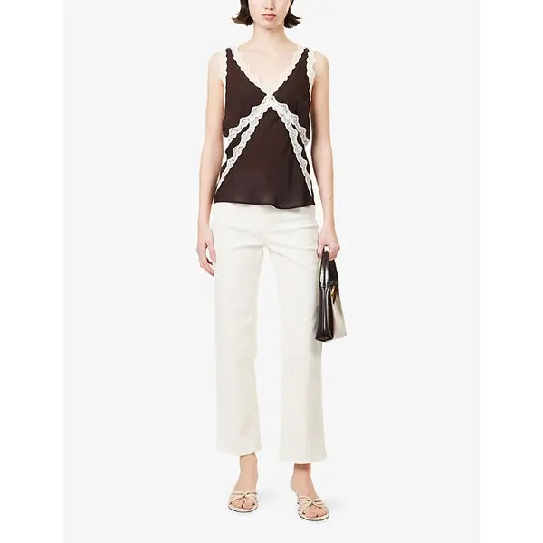 Paige Stevie Ankle-leg Stretch-denim Jeans - Cream Cloud
