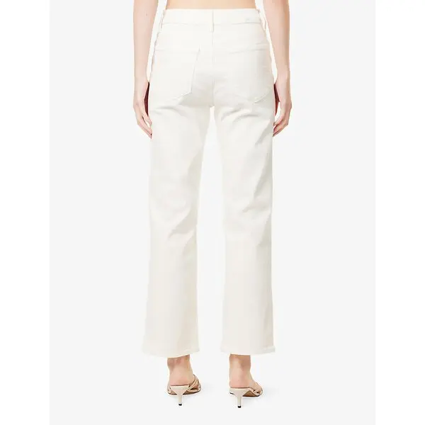 Paige Stevie Ankle-leg Stretch-denim Jeans - Cream Cloud