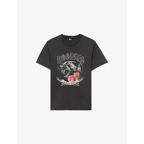 The Kooples Panther-print Washed Cotton-jersey T-shirt