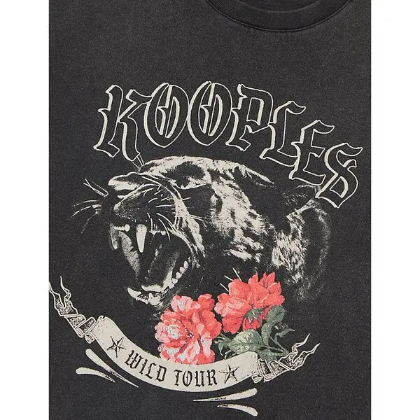 The Kooples Panther-print Washed Cotton-jersey T-shirt