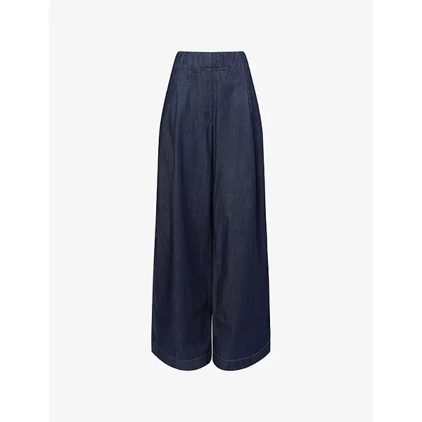 Dries Van Noten Pleated Wide-leg Denim Trousers - Indigo