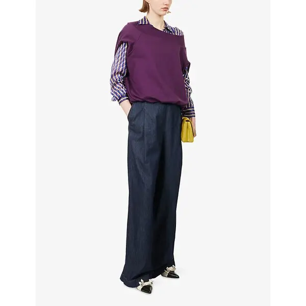 Dries Van Noten Pleated Wide-leg Denim Trousers - Indigo