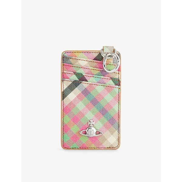 VIVIENNE WESTWOOD Vertical Check-print Woven Card Holder - Heather Plaid
