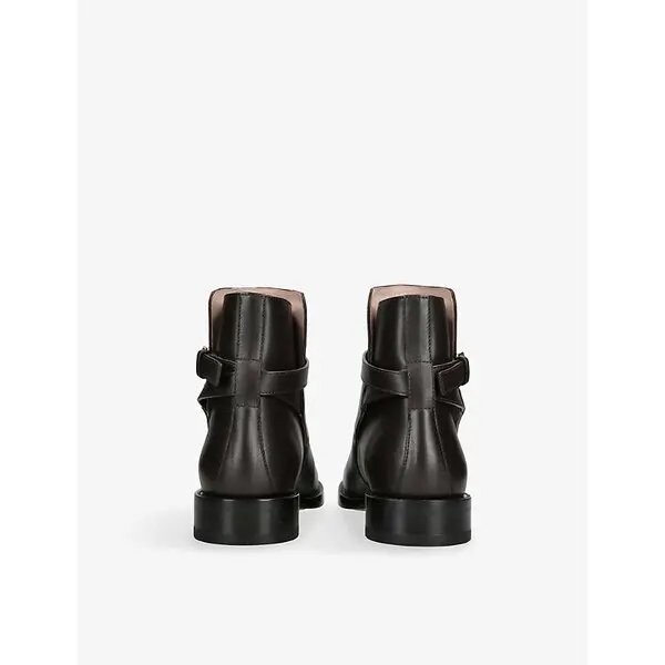 THE ROW Nobilis Buckle Leather Ankle Boots - Dark Brown