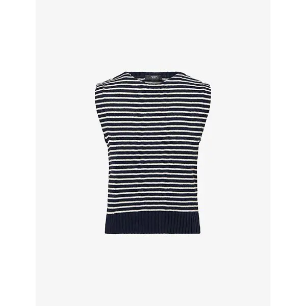 Max Mara Wklanda Striped Cotton-blend Waistcoat - Navy Small Stripe