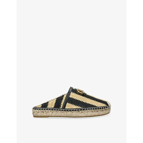 Valentino Garavani Vlogo Raffia Espadrille Mules