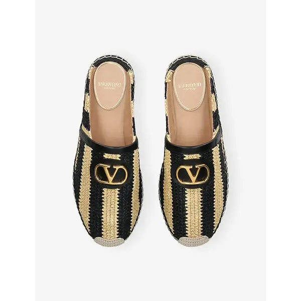 Valentino Garavani Vlogo Raffia Espadrille Mules