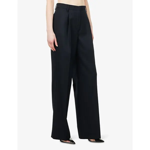 Dries Van Noten Wide-leg Wool Trousers - Navy