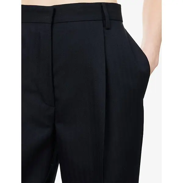 Dries Van Noten Wide-leg Wool Trousers - Navy