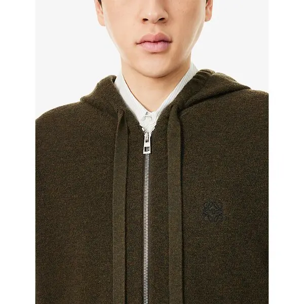 Loewe Embroidered-emblem Zip-up Wool Hoody