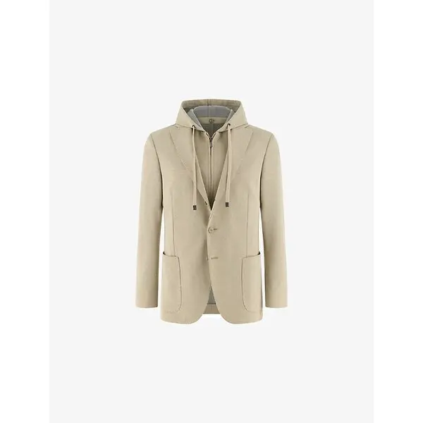 Boggi Milano Madison Removable-hood Stretch-jersey Jacket - Beige