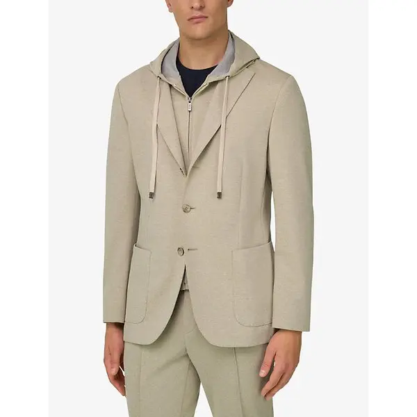 Boggi Milano Madison Removable-hood Stretch-jersey Jacket - Beige